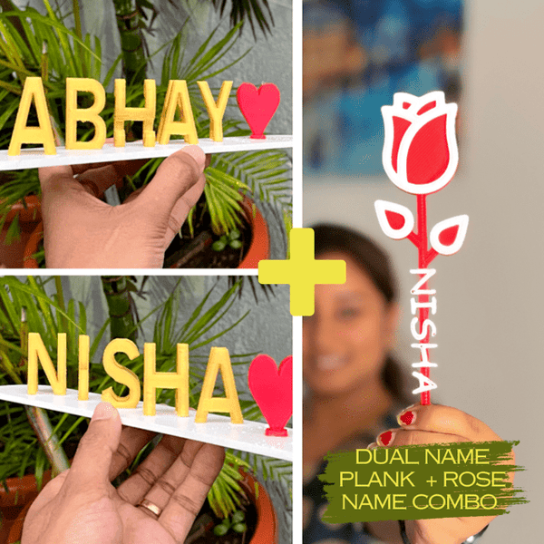 COMBO - DUAL NAME Plank + 3D ROSE – The 3D Printing Store India